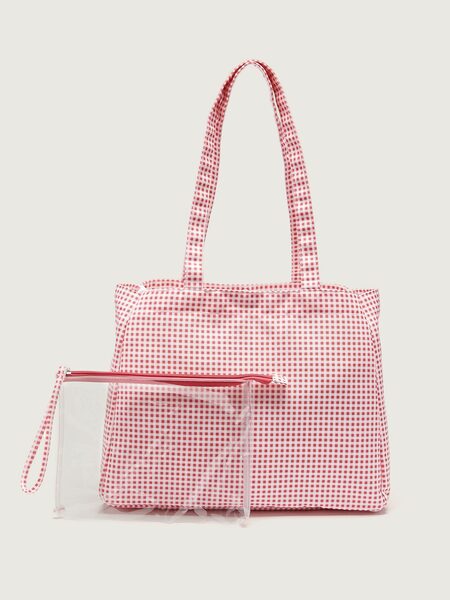 Penningtons: Checkered Tote With Removable Clear Pouch - RedFlagDeals.com